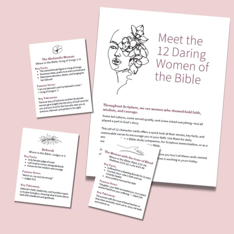12 Daring Women of the Bible Character Cards - FaithGateway Pages